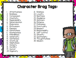 Brag tags - Character Education | Teaching Resources