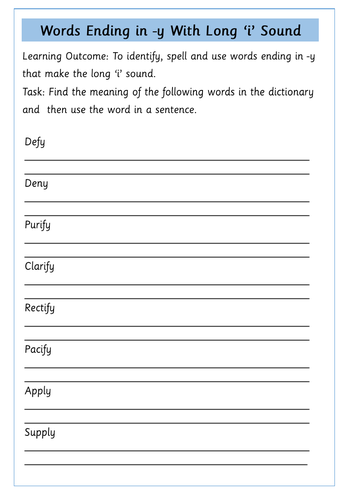 'y' at the end of a word with a long 'i' sound: the /aɪ/ sound ...