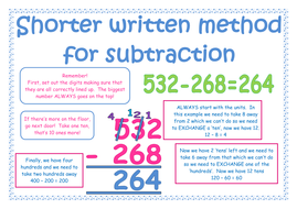 Shorter written method for subtraction | Teaching Resources