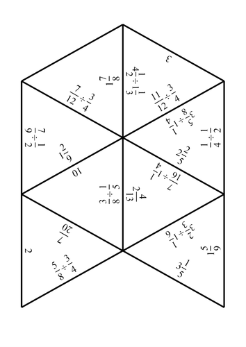 Dividing fractions Tarsia jigsaws. | Teaching Resources