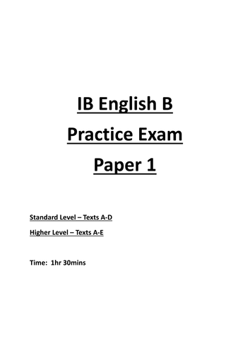 IB English practice exam | Teaching Resources