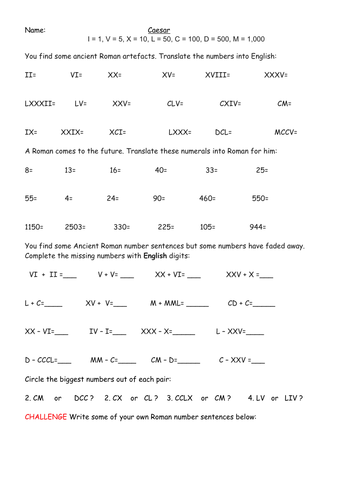 Roman Numerals: Presentation, 3 Differentiated Worksheets and Word ...