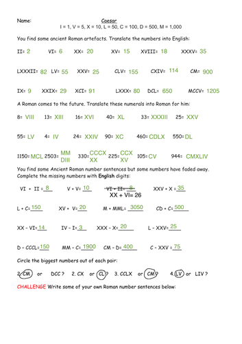 Roman Numerals: Presentation, 3 Differentiated Worksheets and Word ...
