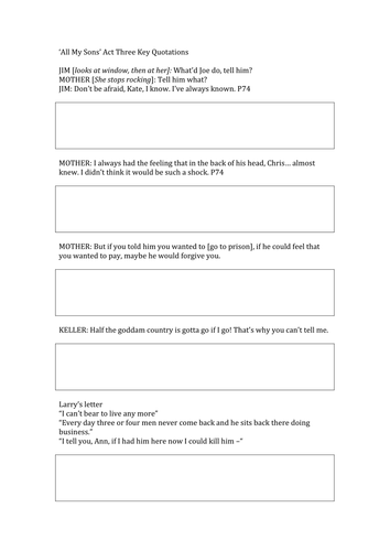 All My Sons Act Three | Teaching Resources