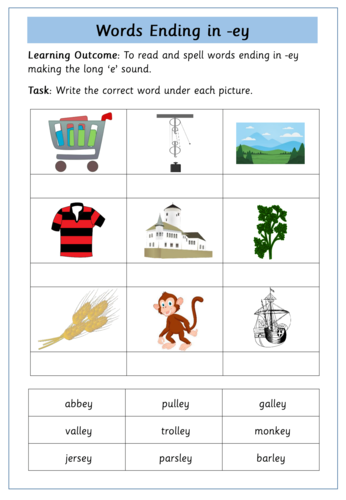-ey - long 'e' sound | Teaching Resources
