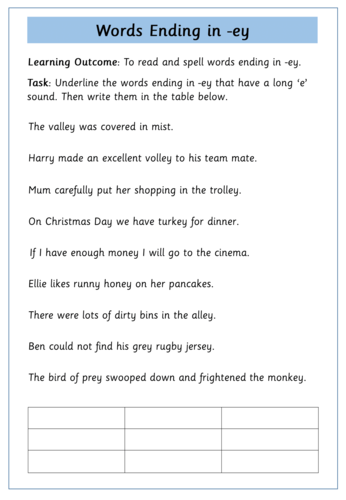 -ey words | Teaching Resources