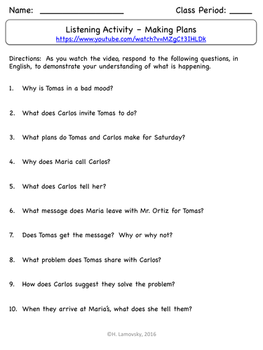 Spanish Making Plans Unit | Teaching Resources