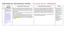 Bog Baby planning Year One Monday to Wednesday | Teaching Resources