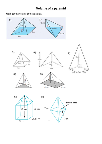 Volume of pyramids discovery | Teaching Resources