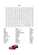 Cars wordsearch | Teaching Resources