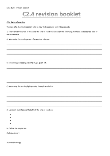 AQA C2 complete revision booklet | Teaching Resources