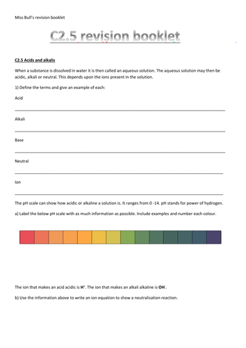 AQA C2 complete revision booklet | Teaching Resources