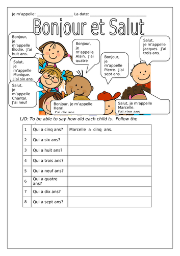 FRENCH - Bonjour et Salut - Greetings, name and age | Teaching Resources