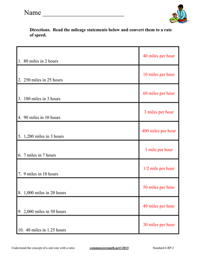 Unit Rates and Ratios - 6.RP.2 | Teaching Resources