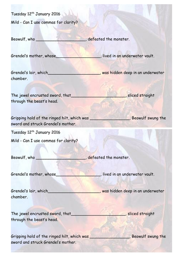 Beowulf story writing lesson plans for year 5/6 | Teaching Resources