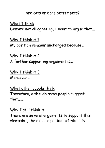 Persuasive Writing: Cats or Dogs? (Plan and Resources, Key Stage 2 ...