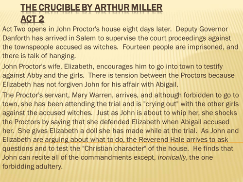 "The Crucible" by Arthur Miller | Teaching Resources