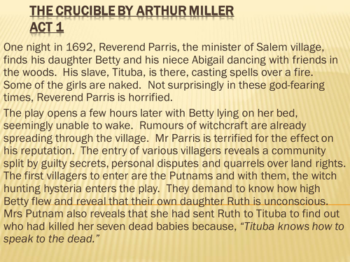 "The Crucible" by Arthur Miller | Teaching Resources
