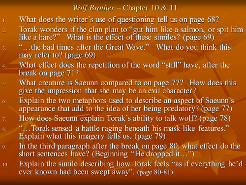 "Wolf Brother" by Michelle Paver by catmbeer - Teaching Resources - TES