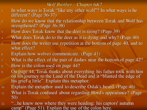 "Wolf Brother" by Michelle Paver | Teaching Resources