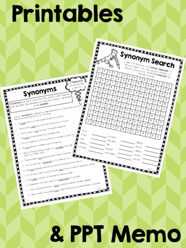 Synonyms Activities | Teaching Resources