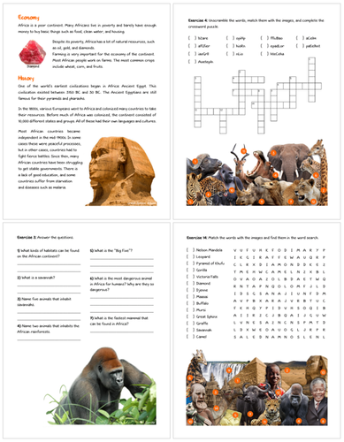 Africa (Fun stuff for elementary grades) | Teaching Resources