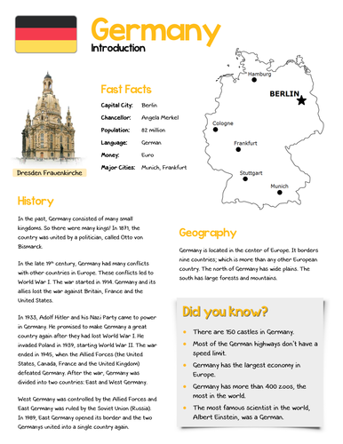 Germany (Fun stuff for elementary grades) by Thematic Worksheets - UK ...