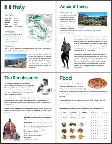 Italy (country study for elementary grades) | Teaching Resources