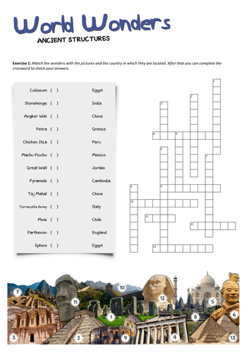 Wonders of the World by Thematic Worksheets - UK Teaching Resources - TES
