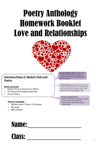 Homework Book LOve and Relationships by schoolteachshops - UK Teaching ...