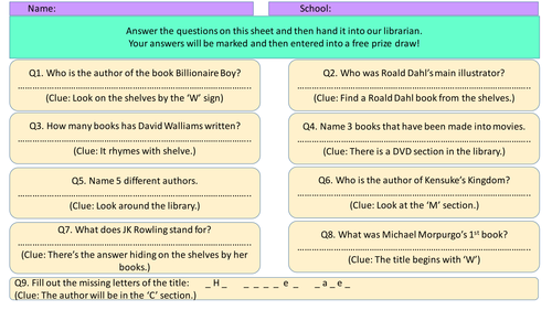 Library Quiz by natwest87 - Teaching Resources - TES