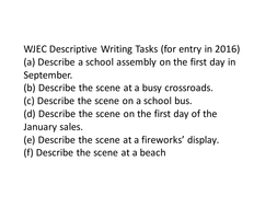 WJEC Descriptive Writing Tasks for English Language 2016 Entry - With ...