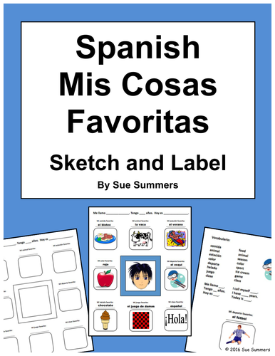 Spanish Favorite Things Sketch and Label Activity | Teaching Resources