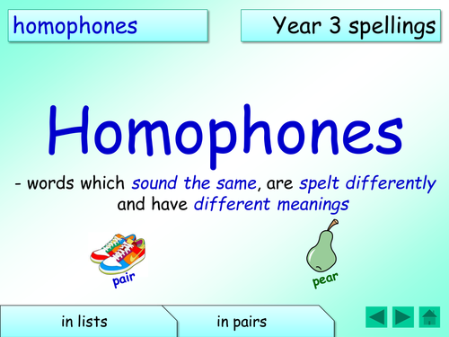 Year 3 spellings: homophones - presentation, 2 different activities for ...
