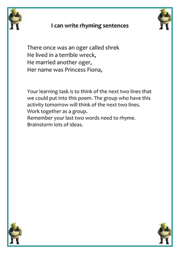 Shrek phonics and writing resources | Teaching Resources