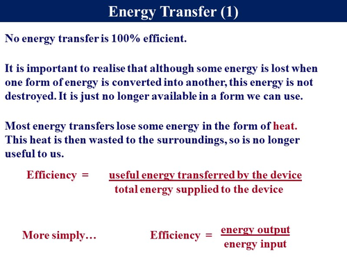 Phy_1.4 Energy Transfers and Efficiency | Teaching Resources