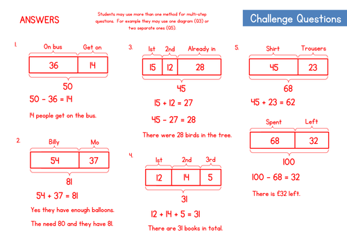 Bar Modelling Worksheet - Part Whole Questions by WRMathsHub - Teaching ...