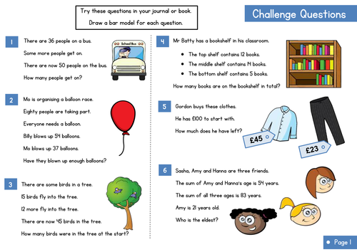 Bar Modelling Worksheet - Part Whole Questions by WRMathsHub - Teaching ...