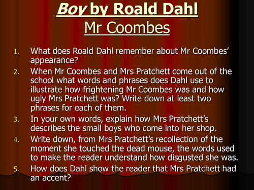 Boy by Roald Dahl by catmbeer - Teaching Resources - TES