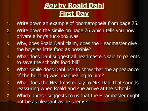Boy by Roald Dahl | Teaching Resources