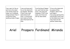 Tempest Character Cards | Teaching Resources