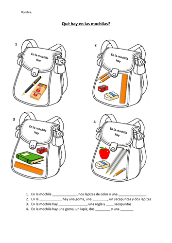 School subjects and 'en mi mochila' worksheet + presentation and ...