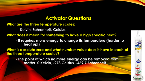 Physics Thermal Energy, Heat, and Temperature Vocabulary and Study ...