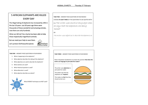Persuasive Writing - Animal Charity | Teaching Resources
