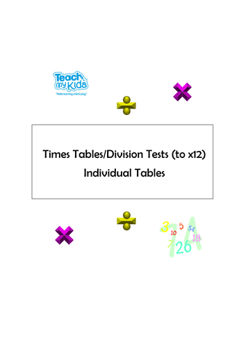 Times Tables Tests, Division Tests - up to x12 | Teaching Resources