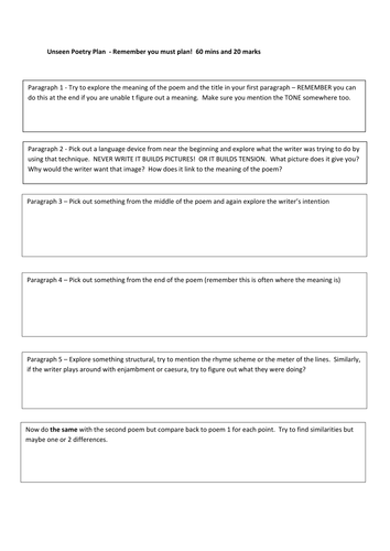 Unseen Poetry WJEC 2016 How to | Teaching Resources