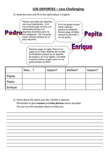 El deporte / El ocio - Resource pack for Sport | Teaching Resources