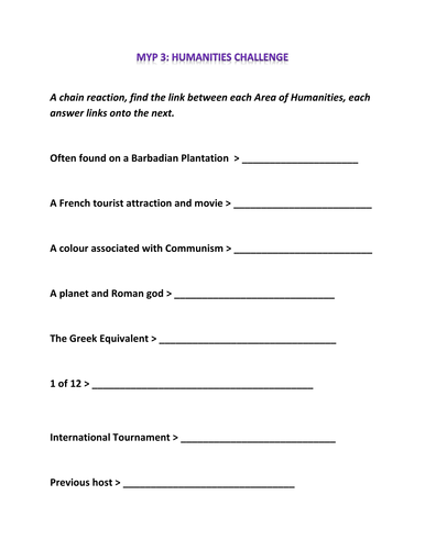 Humanities Challenge Wall: Extension Task | Teaching Resources