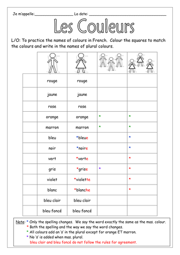 FRENCH - Les Couleurs Activity Booklet - 2nd to 6th grade - Worksheets ...