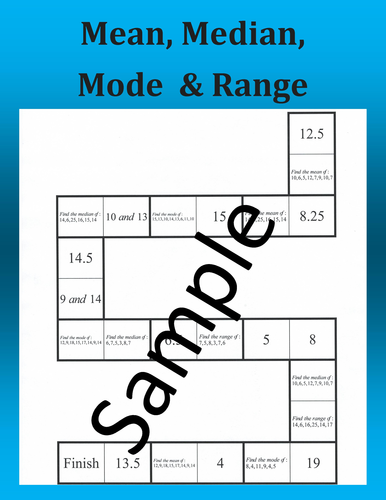 Mean, Median, Mode & Range – Math puzzle | Teaching Resources